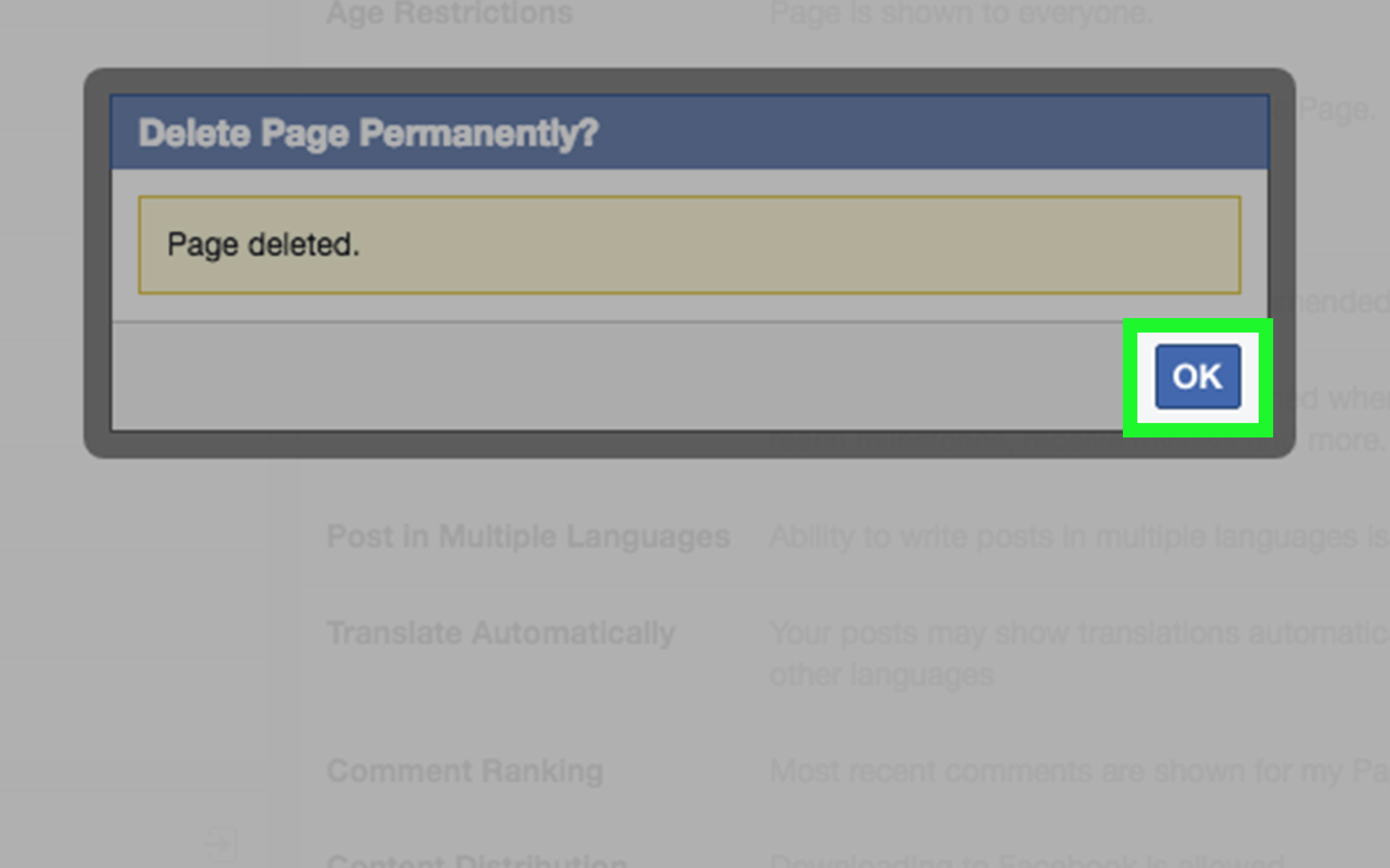 Delete Facebook Page – Mytour