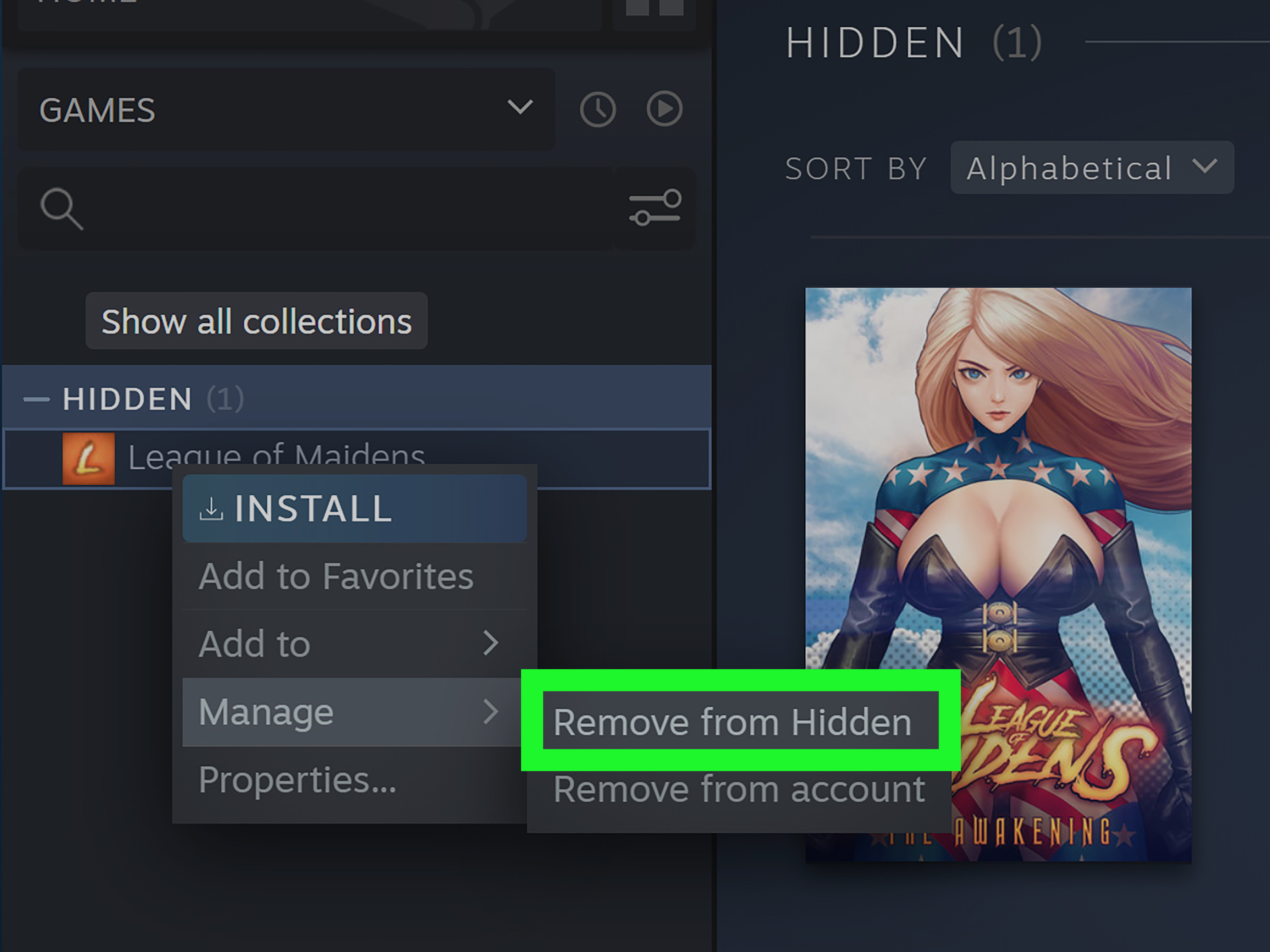 Display previously hidden games on Steam