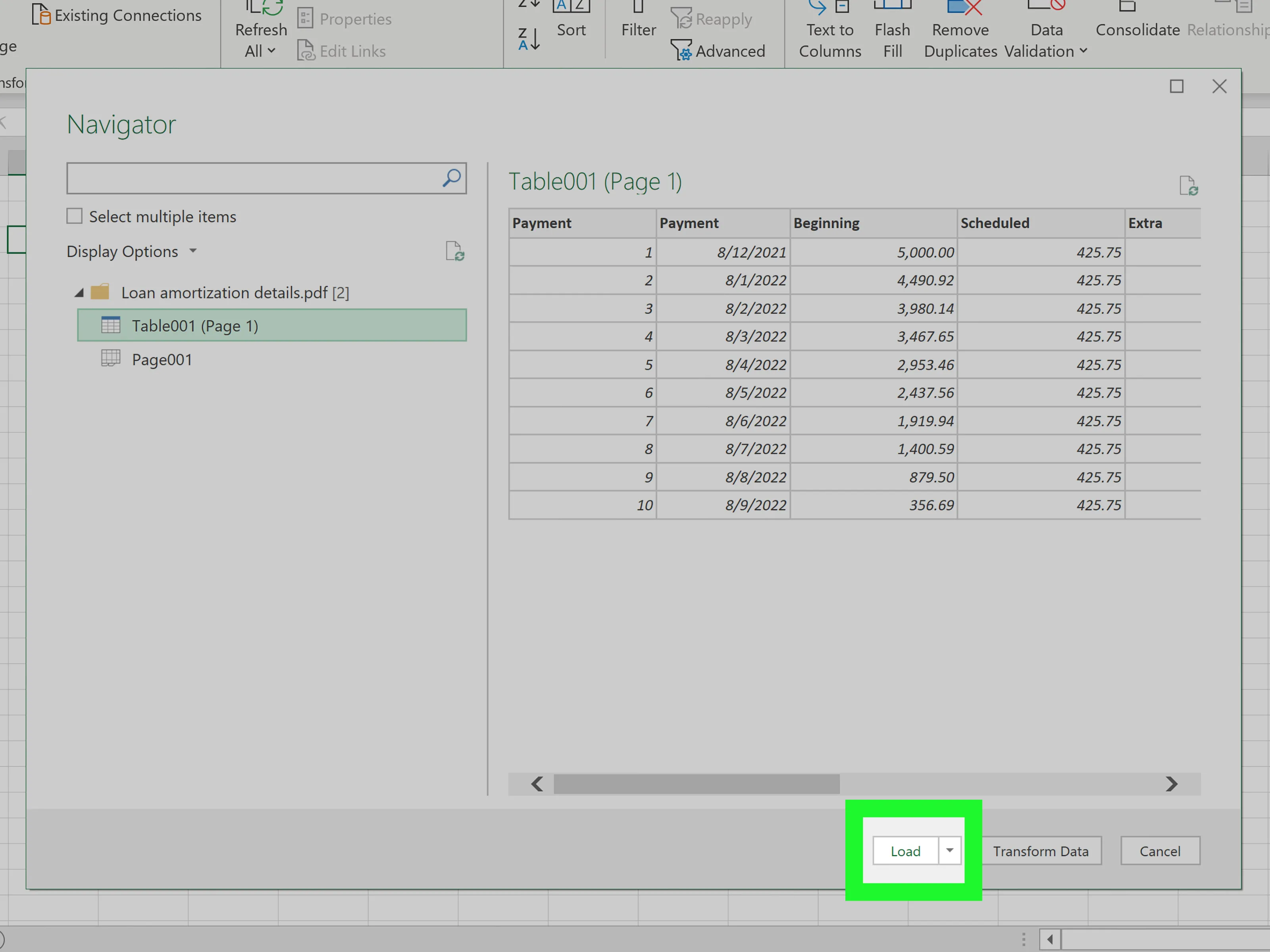 How to a Table from PDF to Excel