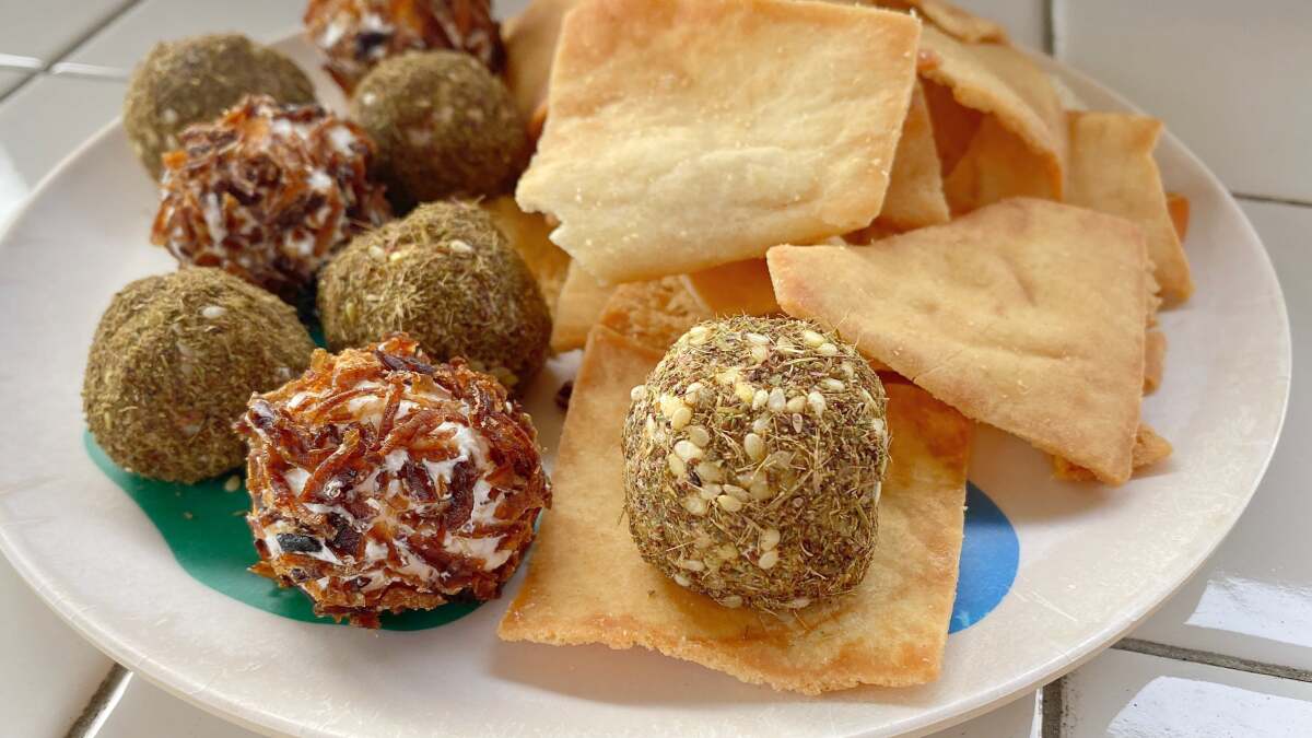 Instead of cheeseballs, try making these delightful mini labneh balls ...