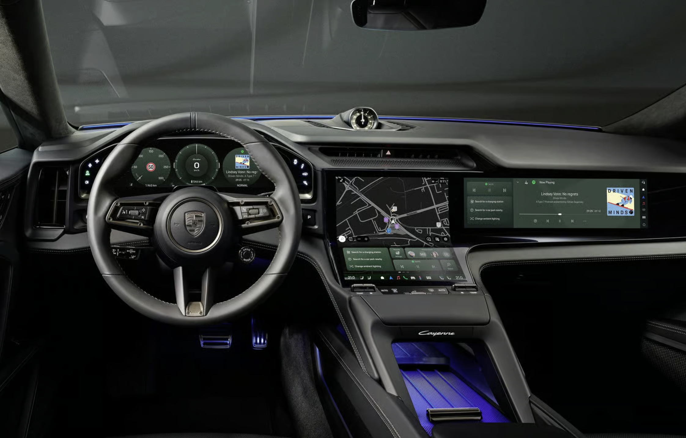 Porsche Cayenne Electric tiết lộ khoang lái với màn hình khổng lồ 'Flow ...